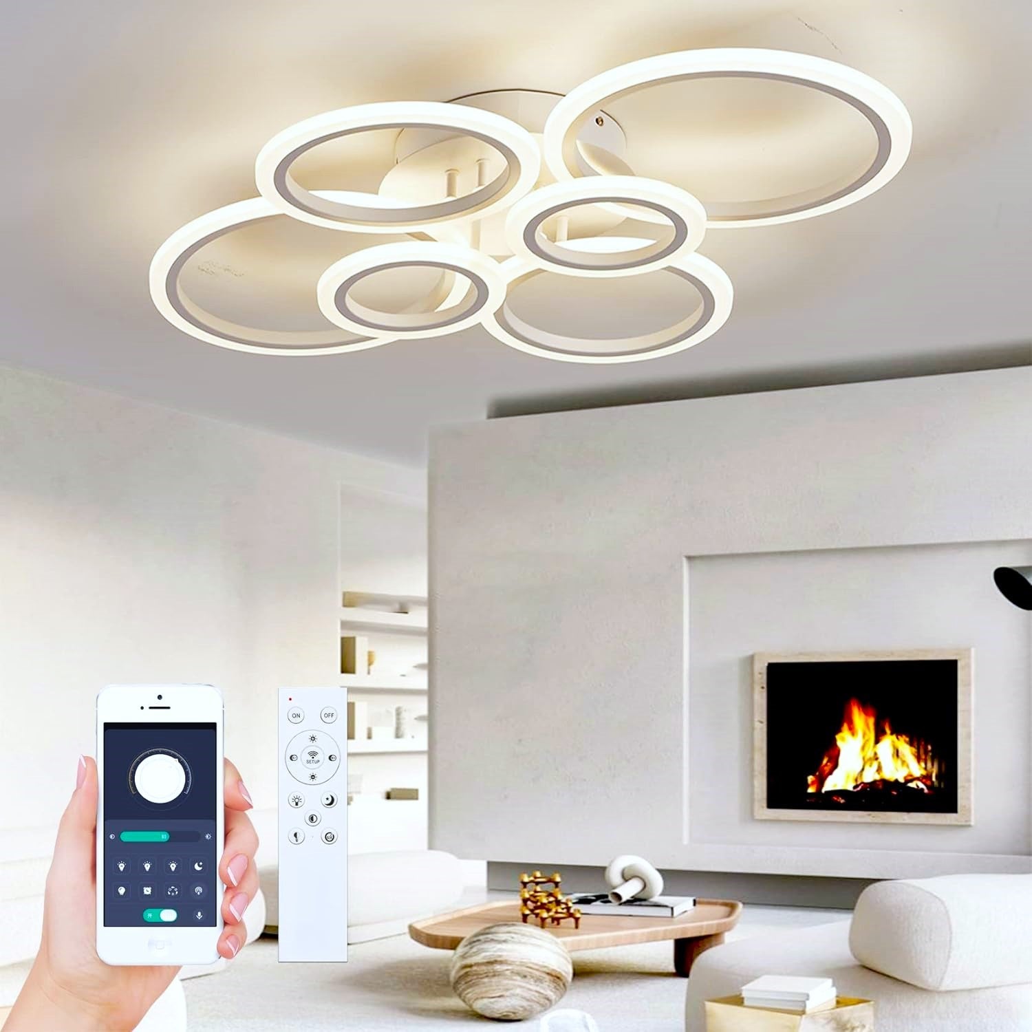 Lustra LED 4+2 CIRCLE MAXI ALB SMART Echivalent 600W G3373/2+2+2 WT ...