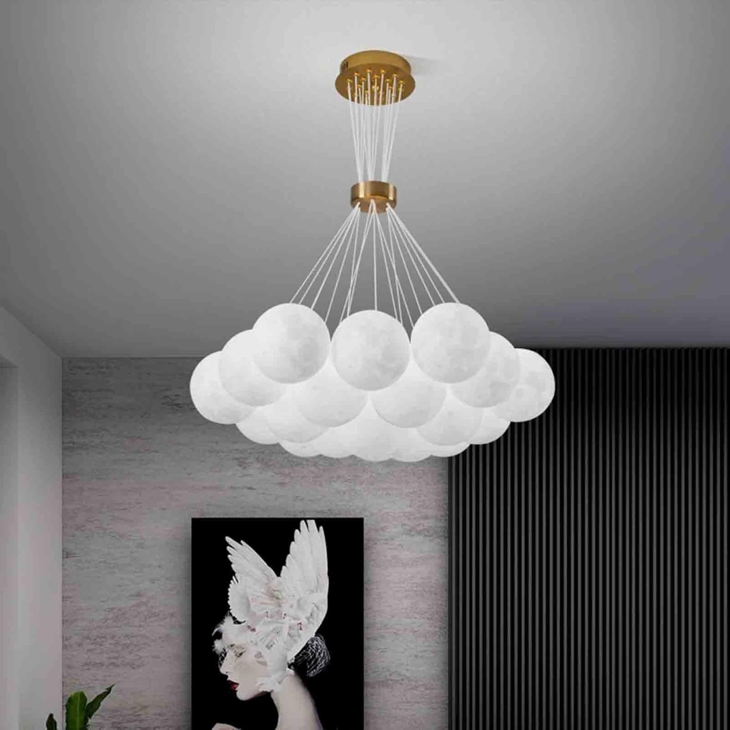 Lustra LED Abajur GOLD Moonlight, 3 lumini si telecomanda 5177-13GD ...