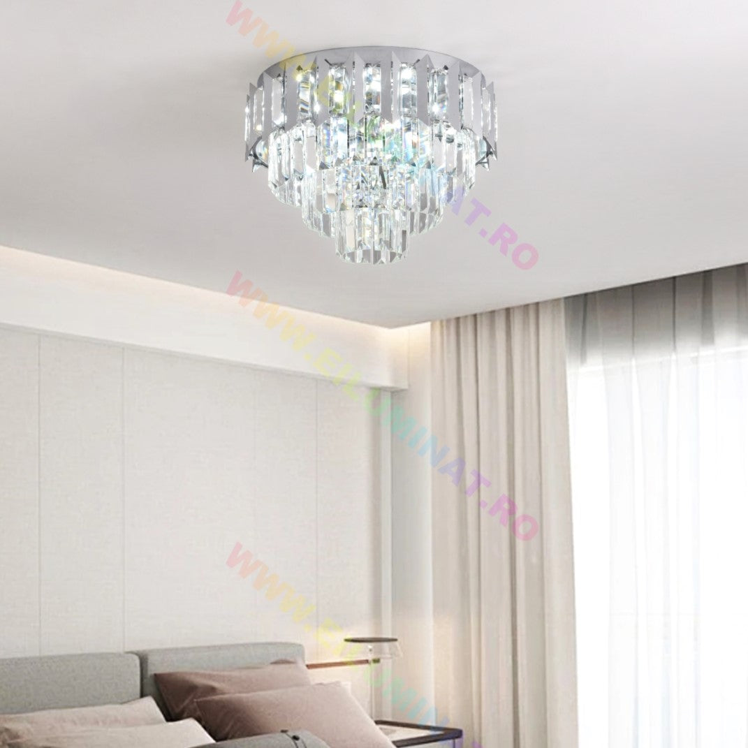 Lustra LED SILVER SHINE Cristal Echivalent 400W Montaj Aplicat/Suspend ...