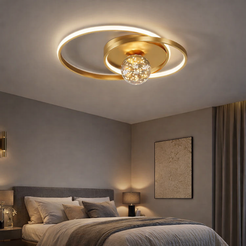 Lustra LED Enigma Gold Echivalent 300W Telecomanda G3941 – Lustreled