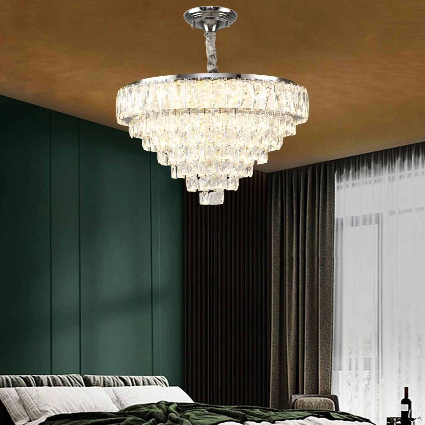 Lustra LED MEMPHIS 50cm Cristal Echivalent 600W Telecomanda – Lustreled