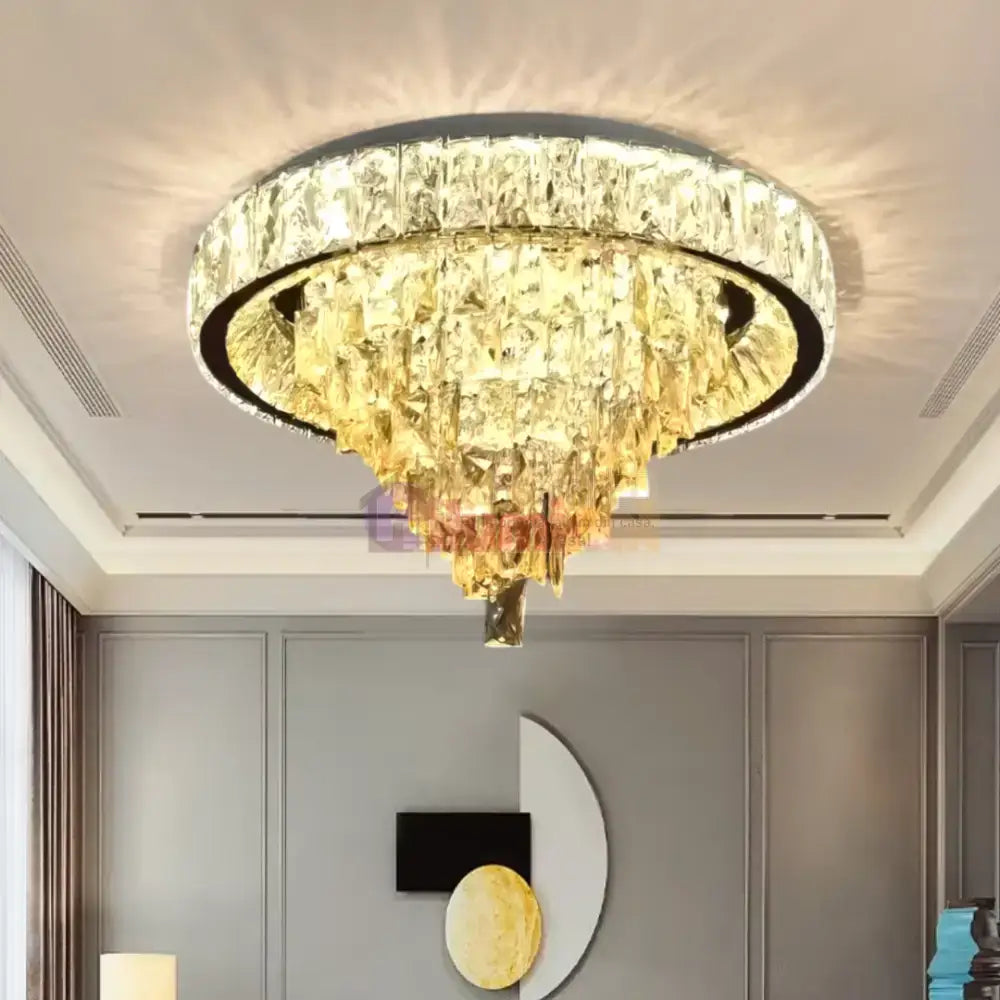 Lustra LED Cristal Aplicata Royal Round Telecomanda Echivalent 700W