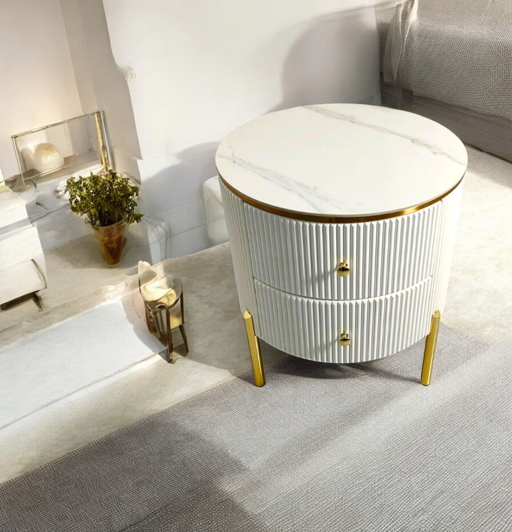 Noptiera cu 2 Sertare Luxury Line cu Blat din Marmura Tiffany Alba C636 ...